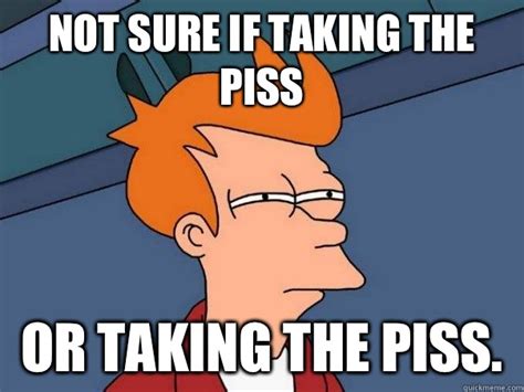 Not Sure If Taking The Piss Or Taking The Piss Futurama Fry Quickmeme