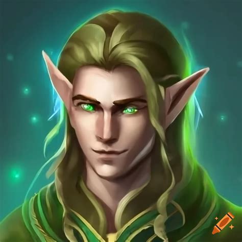 Portrait Of A Handsome Male Elf With Blond Hair And Green Eyes On Craiyon