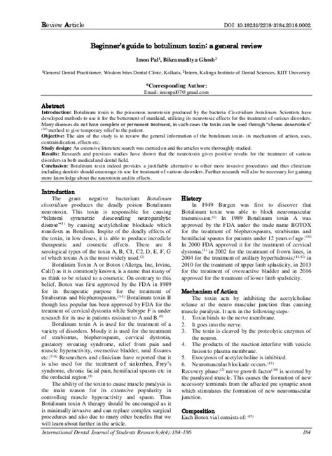 pdf beginner s guide to botulinum toxin a general review