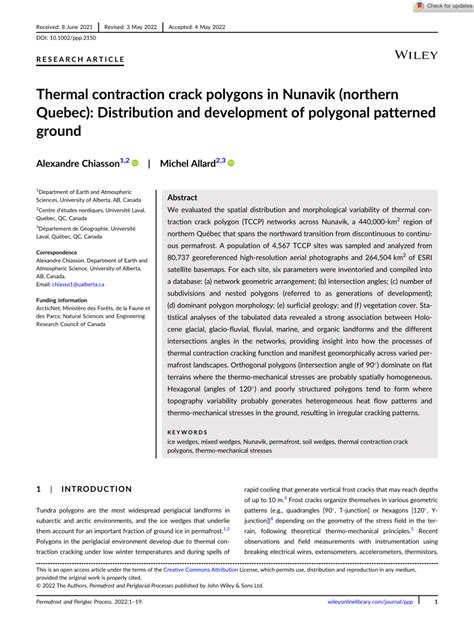 Pdf Thermal Contraction Crack Polygons In Nunavik Northern Quebec Distribution And