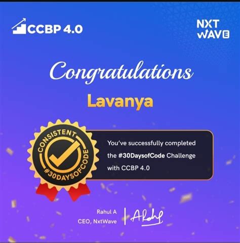 Lavanya Bogavarapu On Linkedin Ccbp Nxtwave Consistency