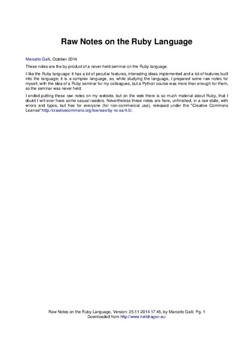 Raw Notes On The Ruby Language