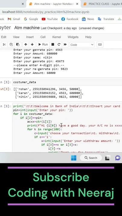 Atm 🏧 Code In Python 🤘 Python Coding Shorts Programmer Comment Trending Youtube