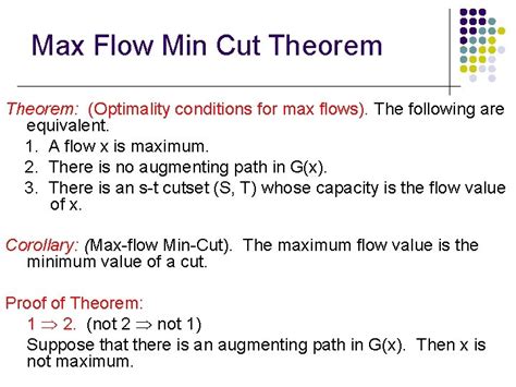 Max Flow Min Cut Problem Directed Graph Applications
