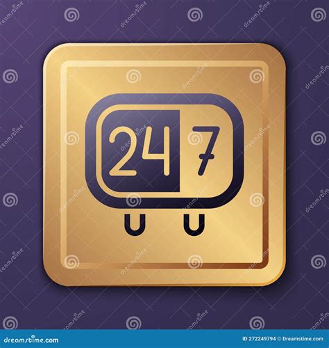 紫色背景中突显的紫色时钟24小时图标 全天循环图标24小时服务符号 金方 库存例证 插画 包括有 查出 几小时 272249794
