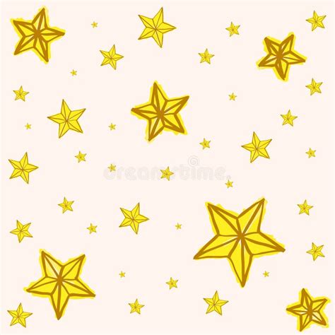 Hand Drawn Yellow Star Doodle Stock Vector Illustration Of Night