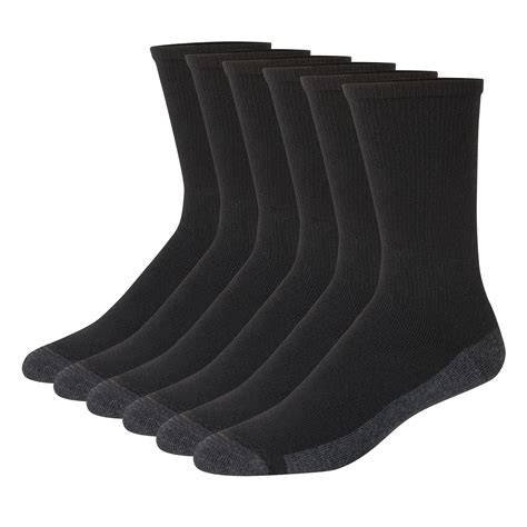 Hanes Mens Hanes Mens Socks 6 Pair Pack Max Cushion Crew Blackgrey Foot Bottom 6 12 Us For