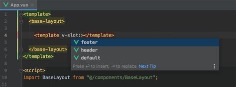 webstorm 2019 3 eap 5 typescript 3 7 support for vue js named slots