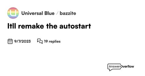 It Ll Remake The Autostart Universal Blue