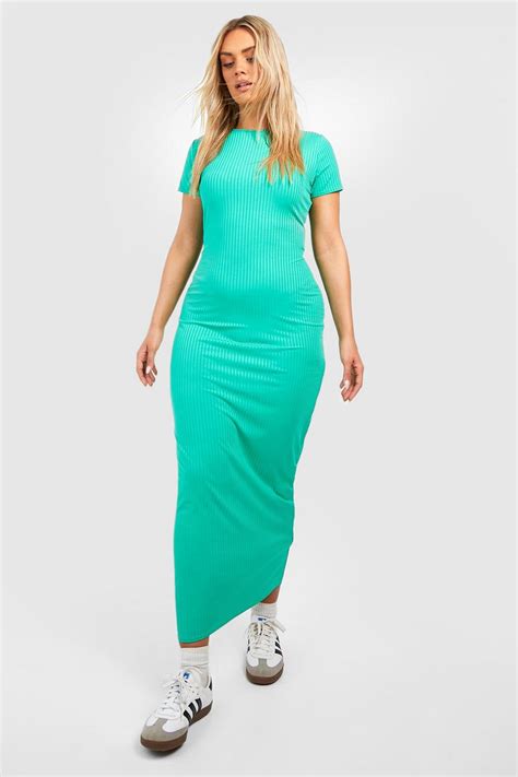 Plus Rib Longline Midi Dress Boohoo Uk