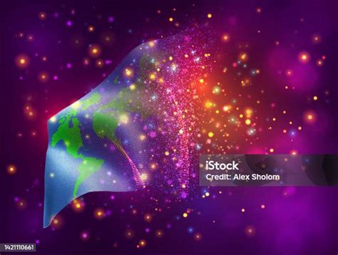 照明とフレアとピンクの紫の背景に惑星地球ベクトル3dフラグ 3dのベクターアート素材や画像を多数ご用意 3d Hud表示 Vr