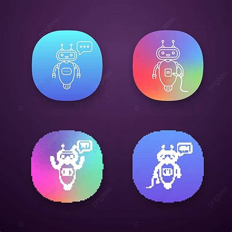 Chatbots App Icons Set Bot Graphic Helper Vector Bot Graphic Helper Png And Vector With