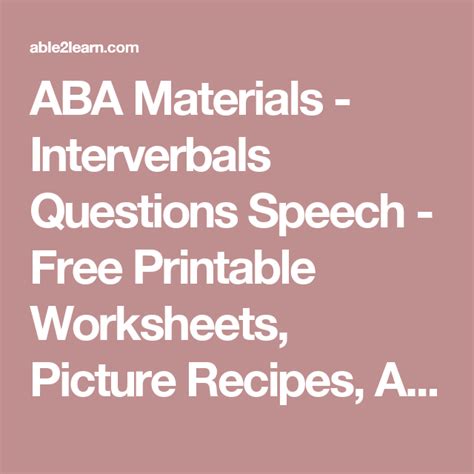 Aba Printable Materials Printable Sight Words List