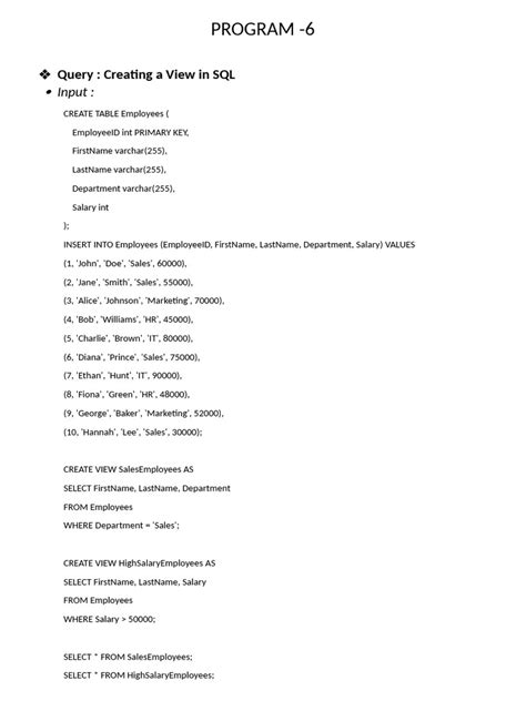 Dbms 6 Pdf Sql Computer Programming