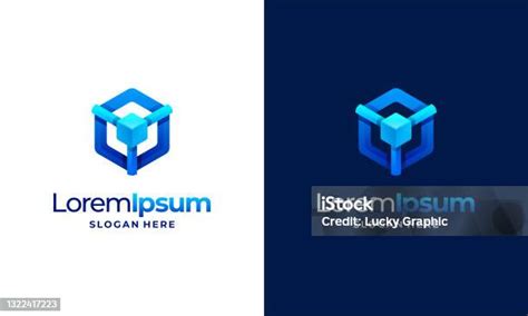 현대 픽셀 기술 로고 디자인 컨셉 벡터 육각형 모양 네트워크 인터넷 로고 기호 0명에 대한 스톡 벡터 아트 및 기타 이미지