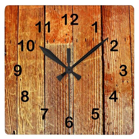 Wooden Board Texture Square Wall Clock Zazzle