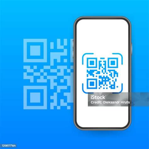 휴대 전화로 Qr 코드를 스캔합니다 전자 디지털 기술 바코드 벡터 스톡 일러스트레이션입니다 Qr코드에 대한 스톡 벡터 아트 및