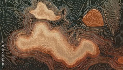Topographic Map With Intricate Contour Lines 3d Terrain Visualization