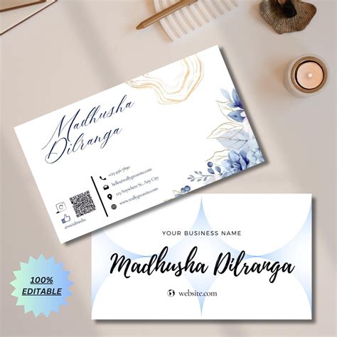 Diy Qr Code Business Card Templates Editable Instant Download Free