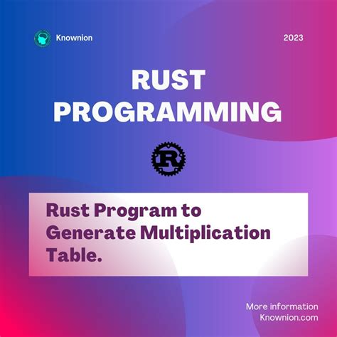 Rust Program To Generate Multiplication Table Rknownion