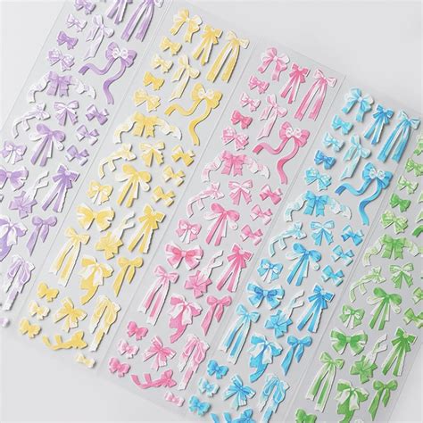 Cartoon Bow Stickers Colorful Korean Deco Kawaii