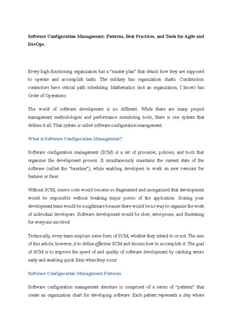 Software Engineering Software Configuration Management Patterns