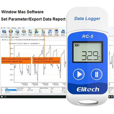 Jual Thermometer Digital Temperature Data Logger To Pc Rc 5 Usb Elitech