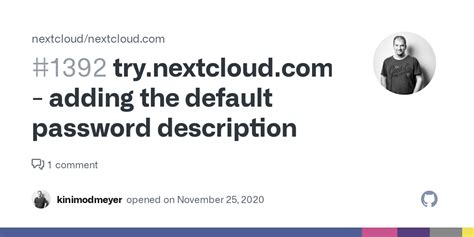 Adding The Default Password Description · Issue
