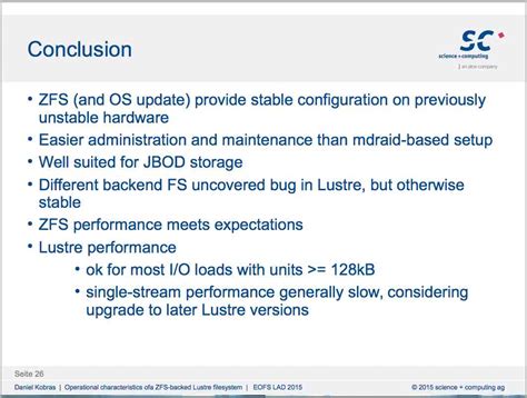 Operational Characteristics Of A Zfs Backed Lustre Filesystem High