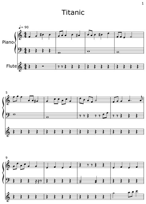 Titanic Sheet Music For Piano Flute