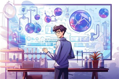 Virtual Stem Lesson On Whiteboard Flat Design Front View Digital