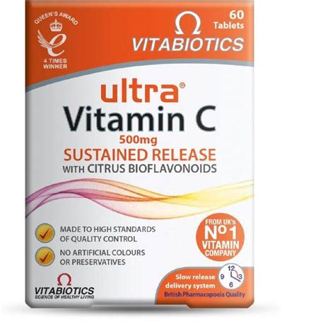 Vitabiotics Ultra Vitamin C Tablets Ascorbic Acid Sustained Release With Bioflavonoids 60