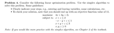 Solved Problem 4 Consider The Following Linear Optimization