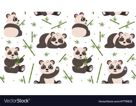 Seamless Pattern With Pandas Royalty Free Vector Image