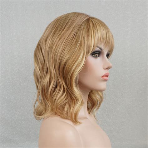 Ash Blonde Human Hair Wigs For Women Wavy Bob Wig With Bangs Etsy