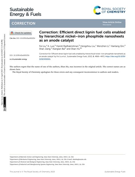 Pdf Correction Efficient Direct Lignin Fuel Cells Enabled By