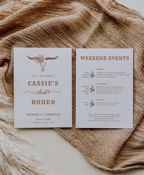 Last Rodeo Bachelorette Invitation Rodeo Bachelorette Invite Template
