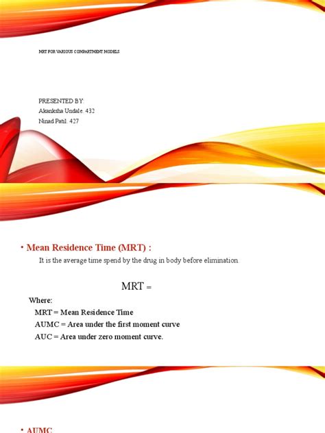 Mrt For Various Compartment Models Pdf