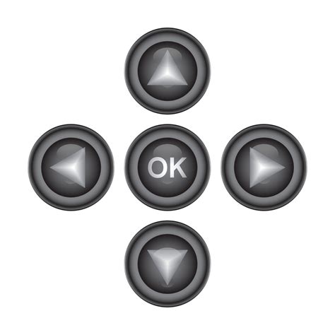 3d Direction Control And Ok Button Icon Set On White Background