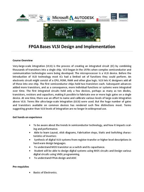 Fpga Bases Vlsi Design And Implementation Course Overview Pdf