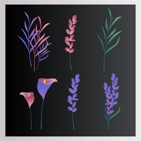Premium Vector Vector Flower Gradient Set Collection