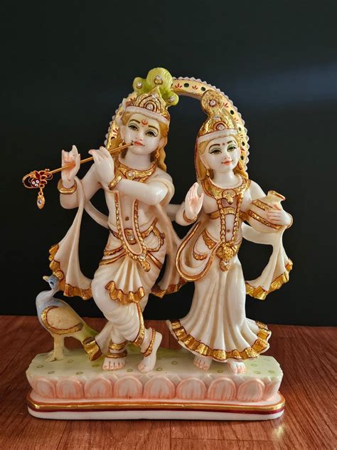 Radha Krishna Statue 24cm Cultured Marble Radhe Krishna Lakshmi
