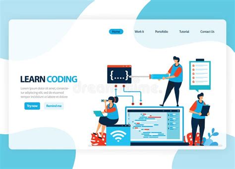 Vector Homepage For Learning Programming And Coding Application Development With A Simple