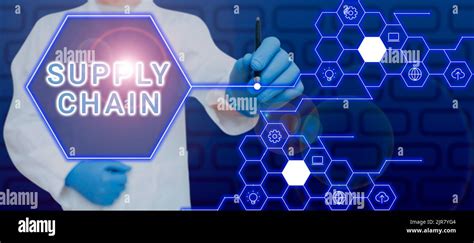 Text Sign Showing Supply Chain Internet Concept System Of Organization And Processes From