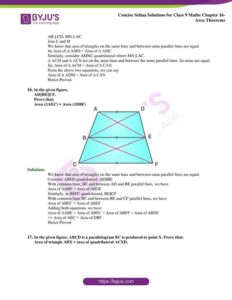 Selina Solutions Class 9 Concise Maths Chapter 16 Area Theorems