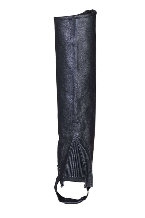 Black Real Leather Half Chaps With Buckle Lesa Collection