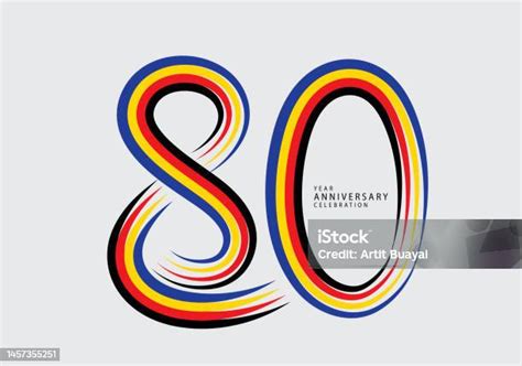80 주년 기념 축하 로고 타입 다채로운 선 벡터 80 번째 생일 로고 80 숫자 배너 템플릿 초대 카드 및 포스터에 대 한
