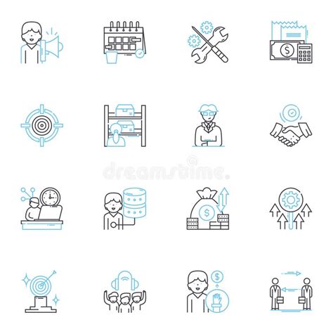 Productive Space Linear Icons Set Workspace Efficiency Focus
