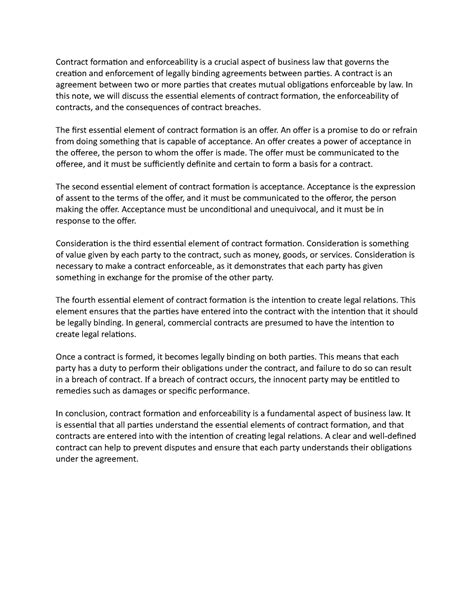 Contract Formation And Enforceability Is A Crucial Aspect Of Business