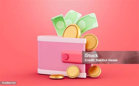 빨간색 배경에 동전이있는 지갑 기호 3d 그림 개념 3차원 형태에 대한 스톡 사진 및 기타 이미지 3차원 형태 대출 0명 Istock